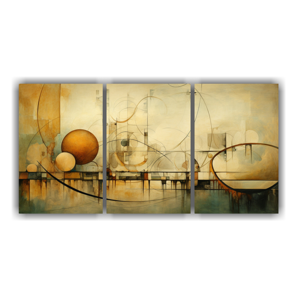 Ripley - PINTURAS ABSTRACTAS SIMÉTRICAS DE LA ERA DORADA 90X45 CM