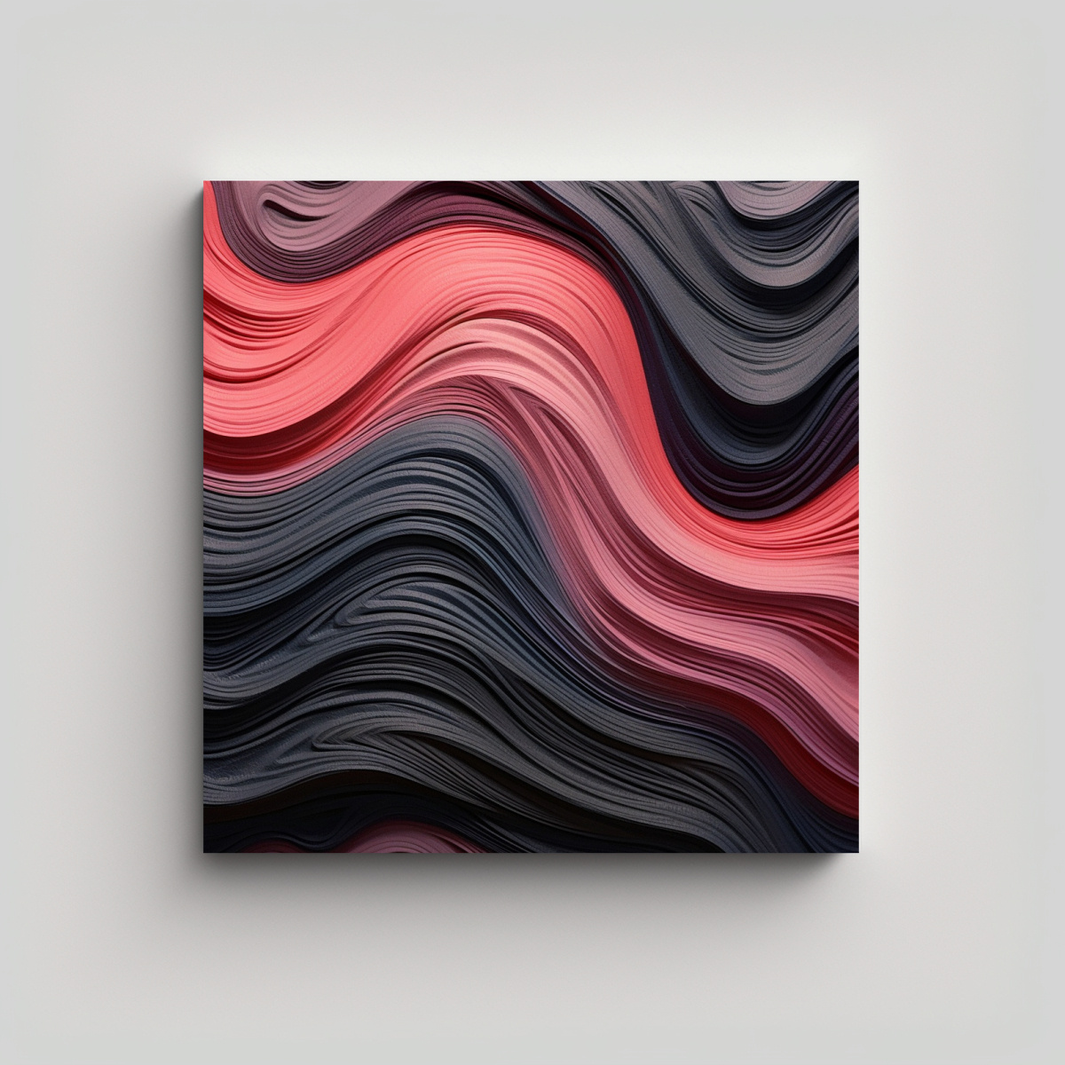 PINTURA ABSTRACTA LÍNEAS FINAS ROSAS SOBRE FONDO 60X60 CM