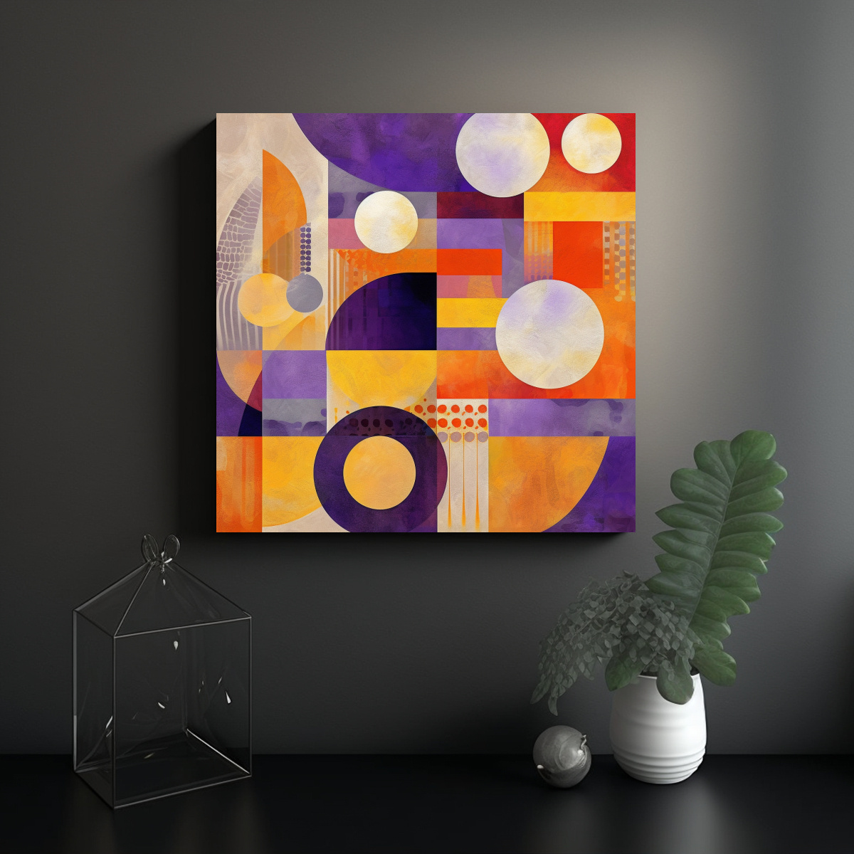 CUADRO DE LIENZO ABSTRACTO CON LÍNEAS 100X100 CM