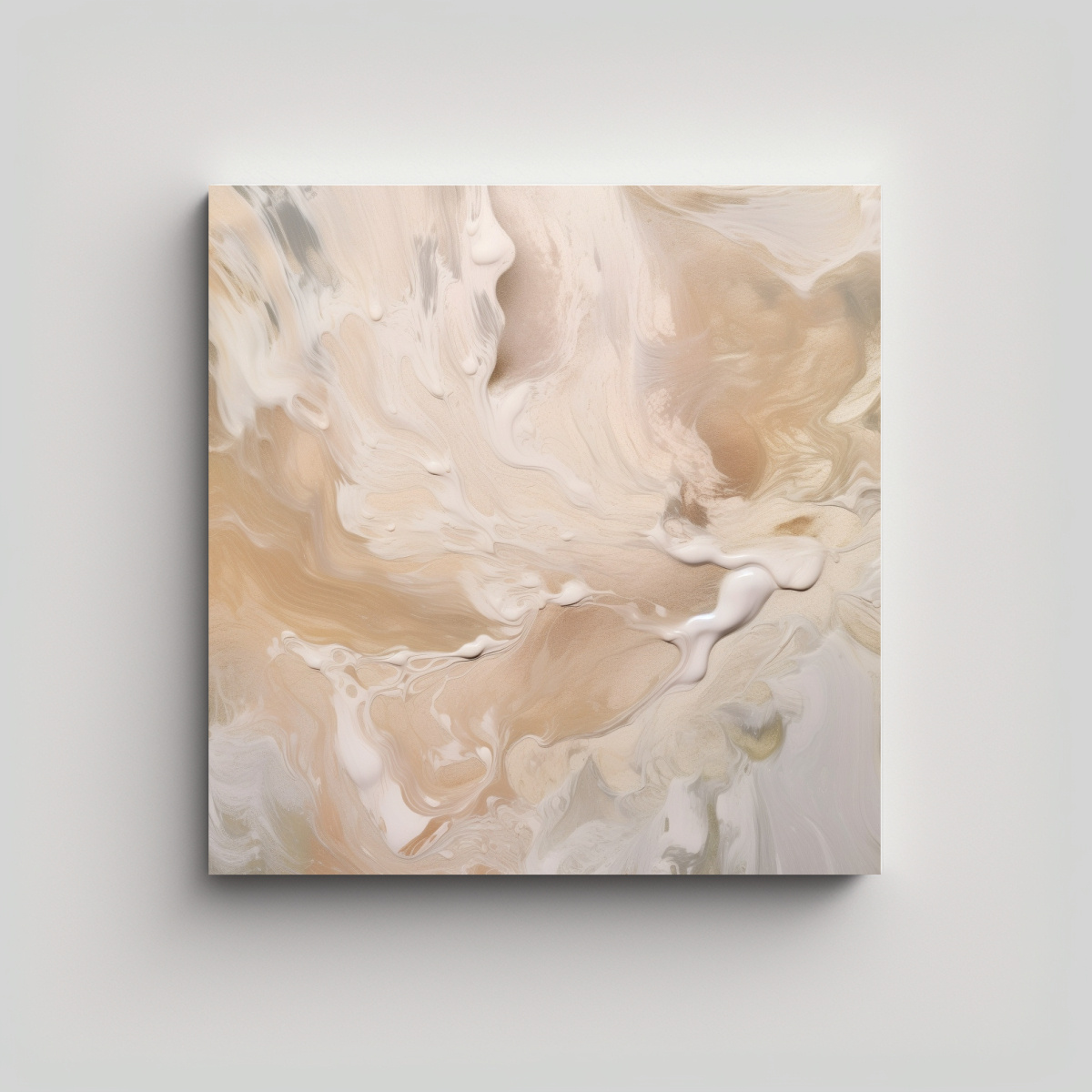CUADRO ABSTRACTO BLANCO Y BEIGE ESTILO DECORATIVO 20X20 CM