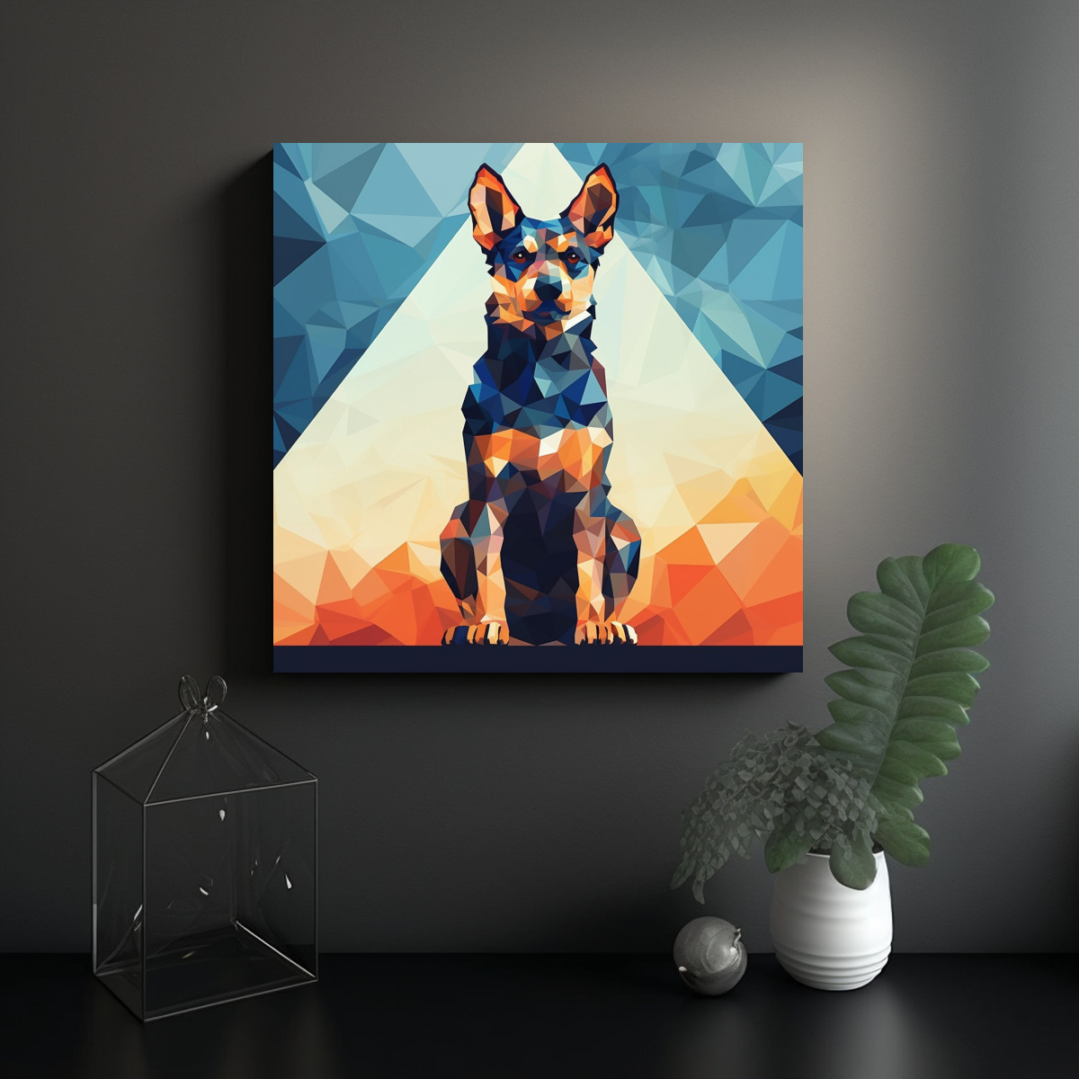 Ripley - CUADRO ABSTRACTO PERRO DISEÑO GEOMÉTRICO 70X70 CM