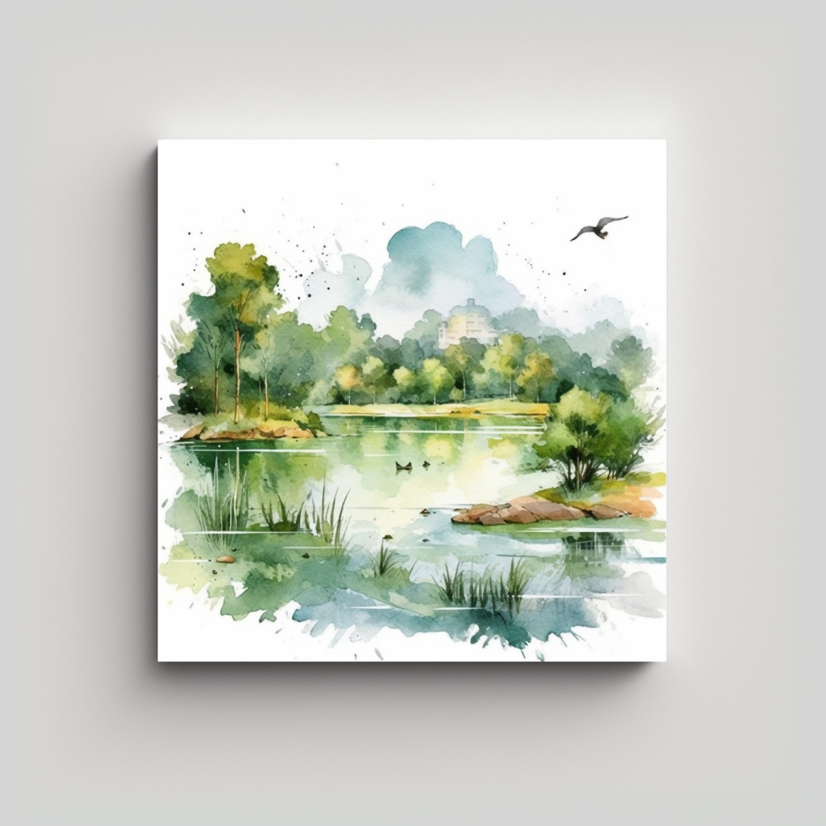 Ripley - PAISAJE ACUARELA CUADRO FORMA VISUAL DIBUJO 60X60 CM