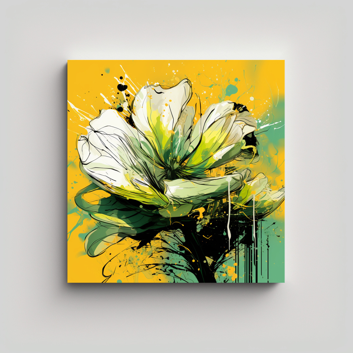 CUADRO URBANO MODERNO CON COLORES AMARILLO Y 50X50 CM