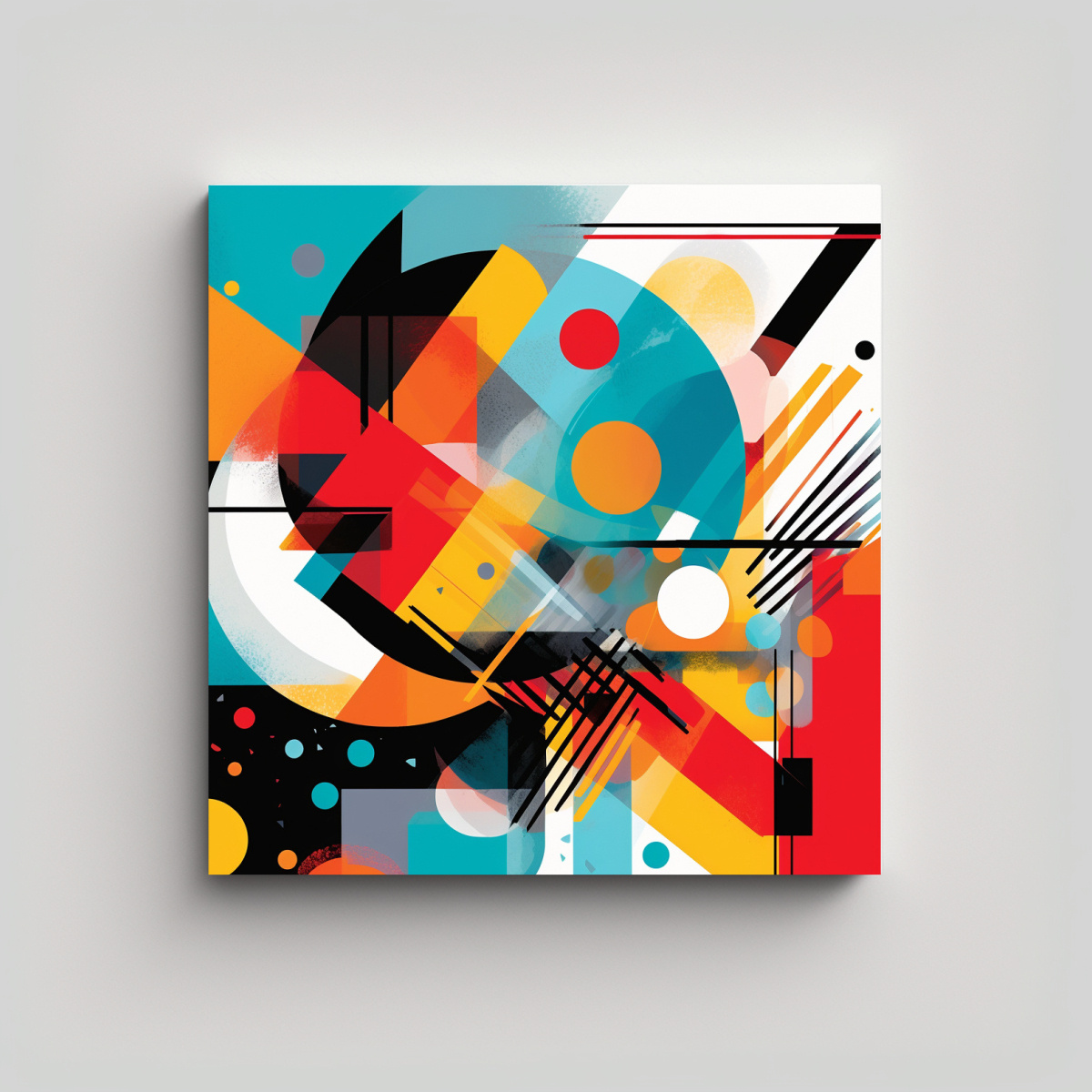 PINTURA ABSTRACTA DE PARED CON LÍNEAS FINAS EN 30X30 CM