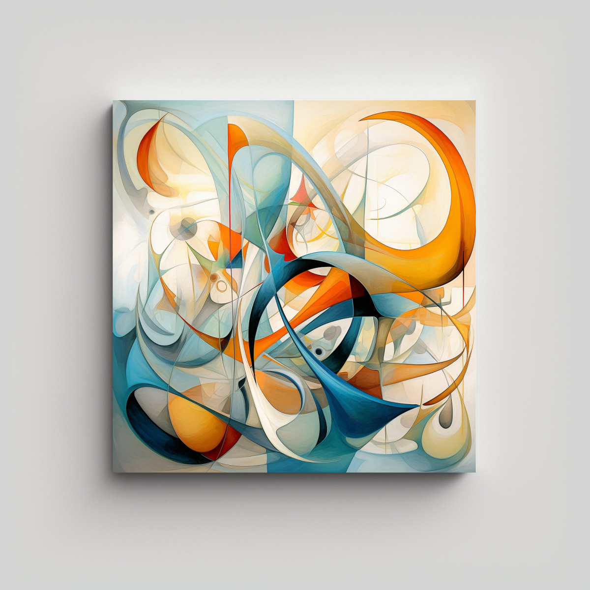 Ripley - PINTURA ABSTRACTA CON LÍNEAS SUAVES Y FORMAS 100X100 CM