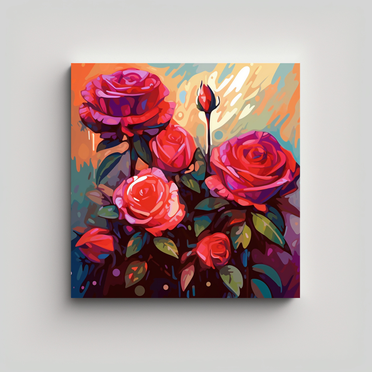 Ripley - BELLO ARTE MODERNO DE ROSAS ROJAS VIBRANTES 60X60 CM