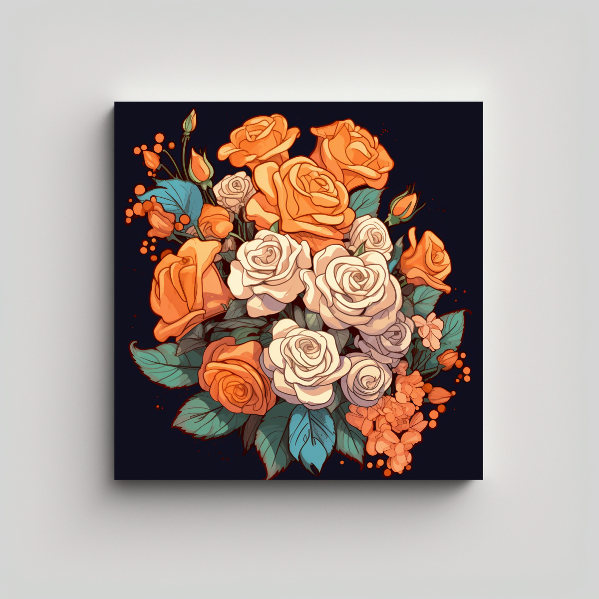 Ripley - CUADROS DECORATIVOS ESTILO WEBTOON DE ROSAS Y 60X60 CM