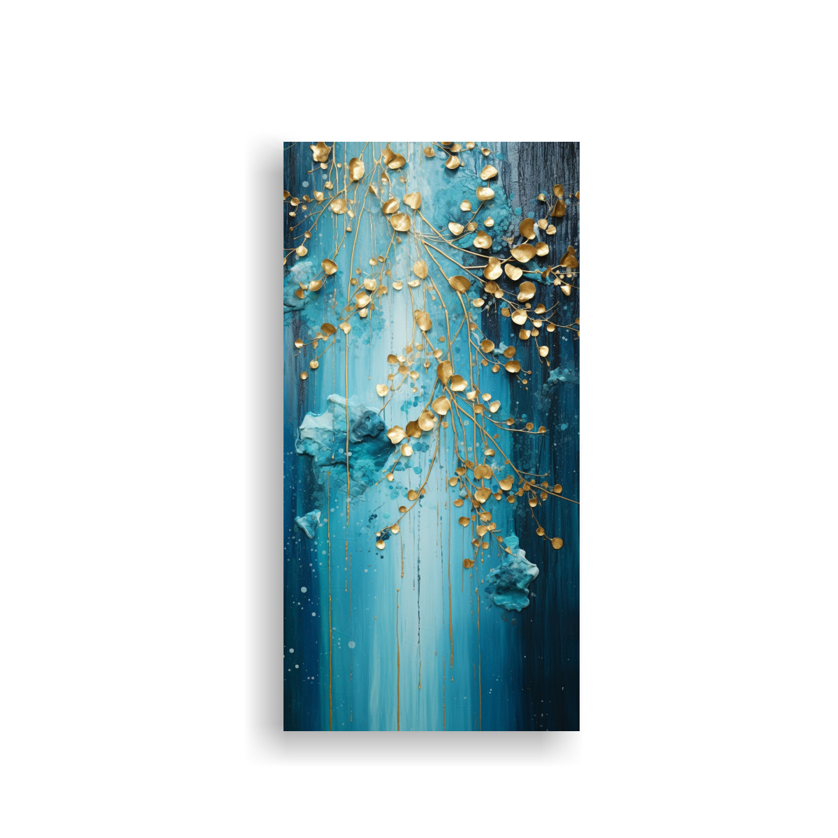 Ripley - PINTURA CREATIVA DE ARTE EN TURQUESA Y DORADO 60X120 CM