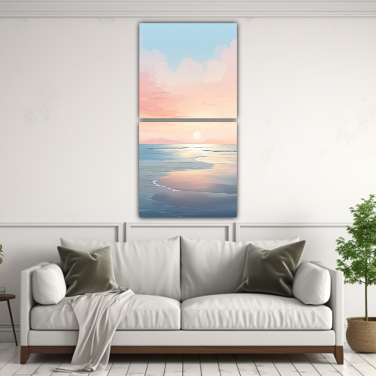 CUADRO ABSTRACTO AMANECER EN LA PLAYA 60X120 CM