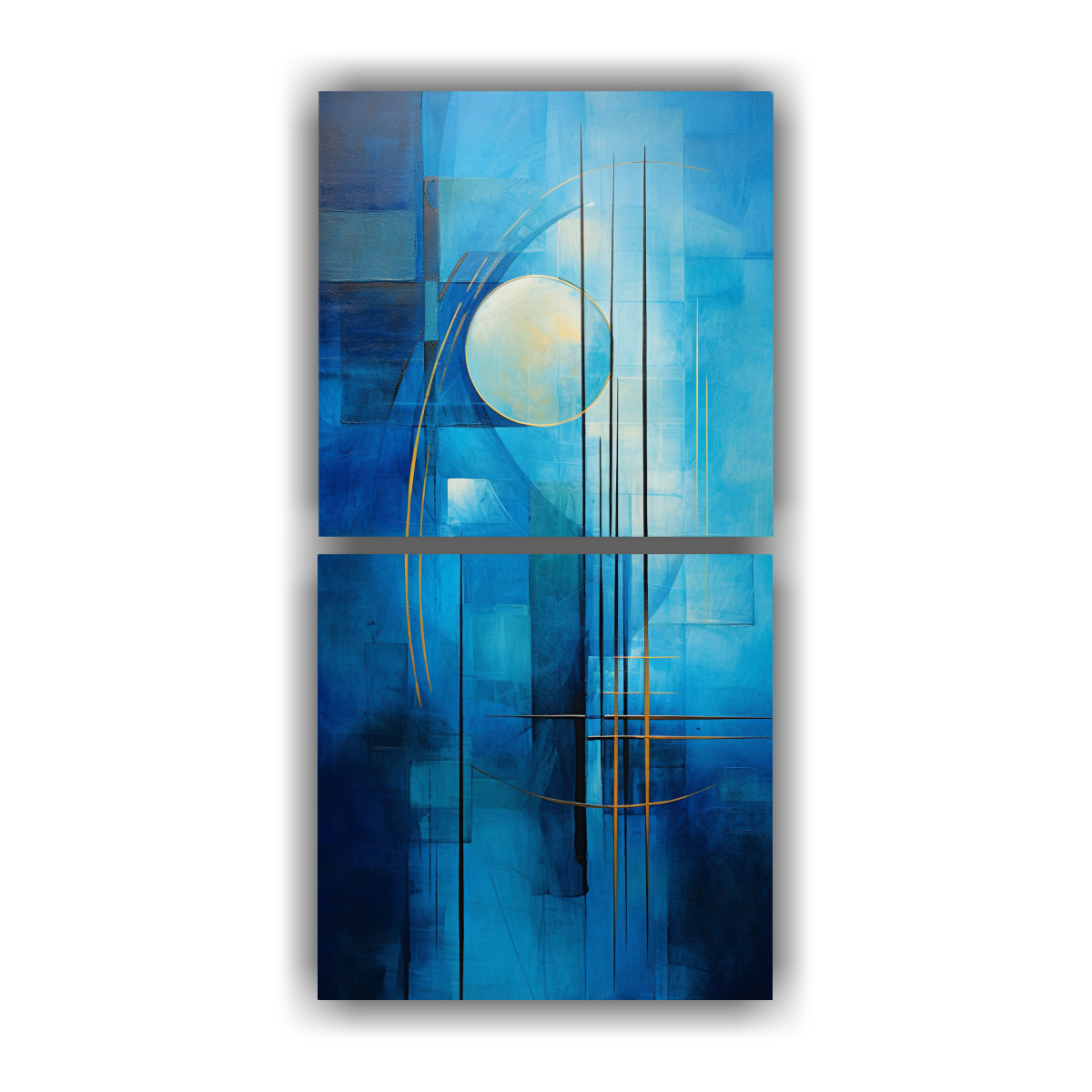 CUADRO ABSTRACTO AZUL DE ALTA CALIDAD: DOS 50X100 CM