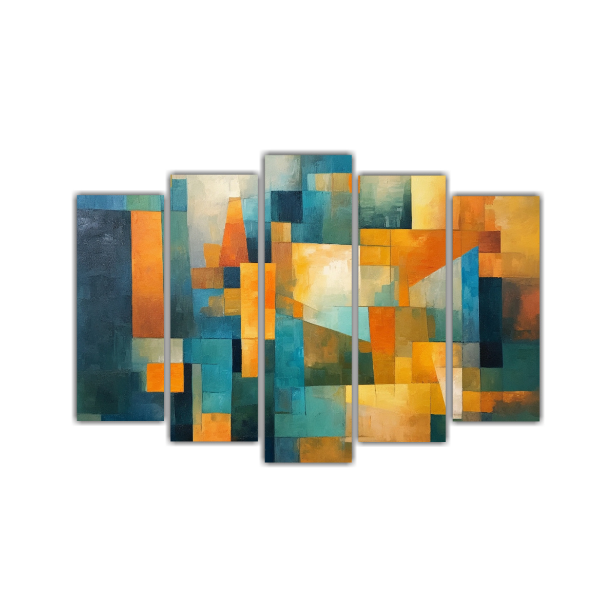 CUADROS ABSTRACTOS EN ESTILO CUBISTA CON COLORES 150X100 CM