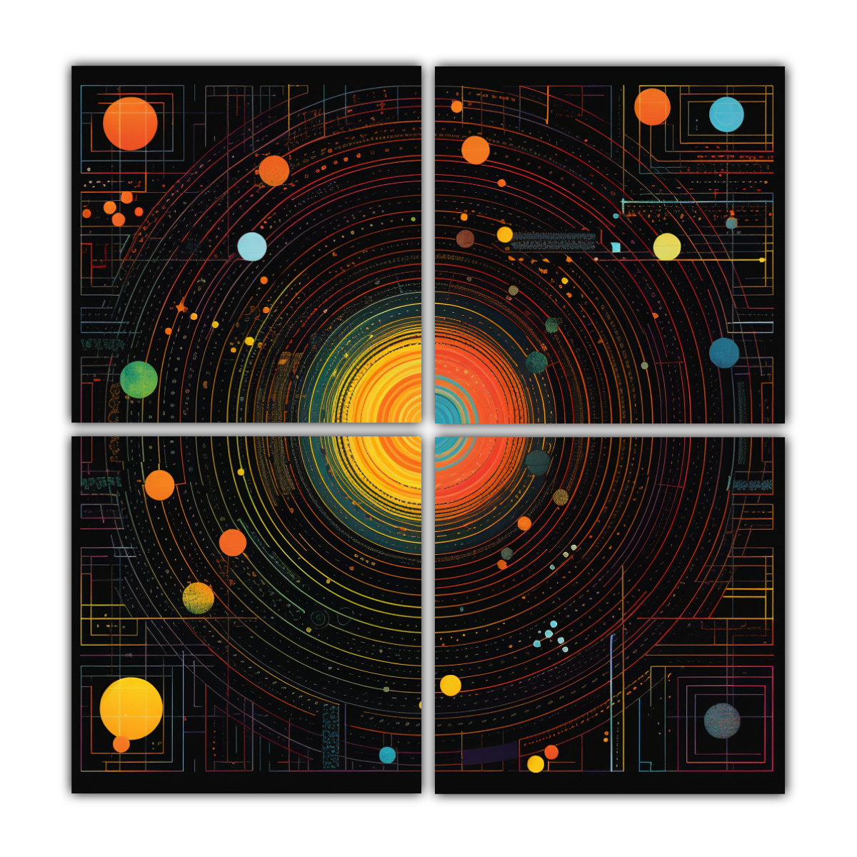 Ripley - CUATRO CUADROS ACUARELA ARMONÍA CROMÁTICA DEL 60X60 CM