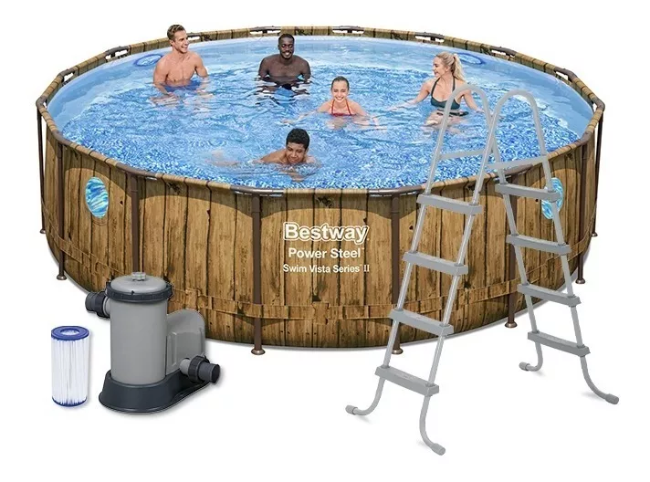 Ripley - PISCINA ESTRUCTURAL BESTWAY POWER STEEL SWIM VISTA EN MADERA