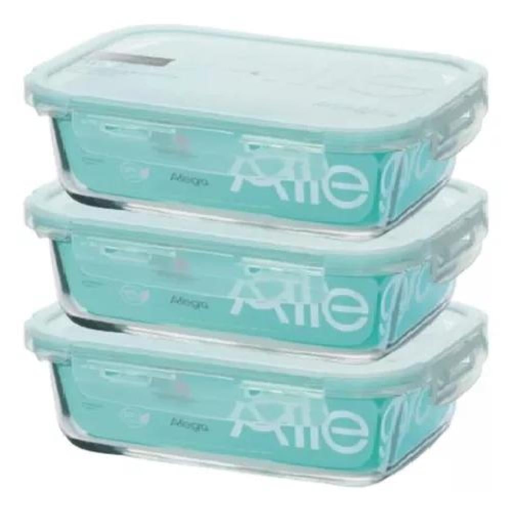 PACK 3 TAPER TUPPER HERMÉTICO VIDRIO COMIDA 1.500ML ALLEGRA COLOR ...