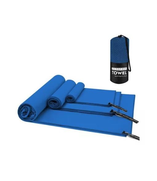 TOALLA BAÑO VIAJE MICROFIBRA SECADO RÁPIDO, PCS AZUL