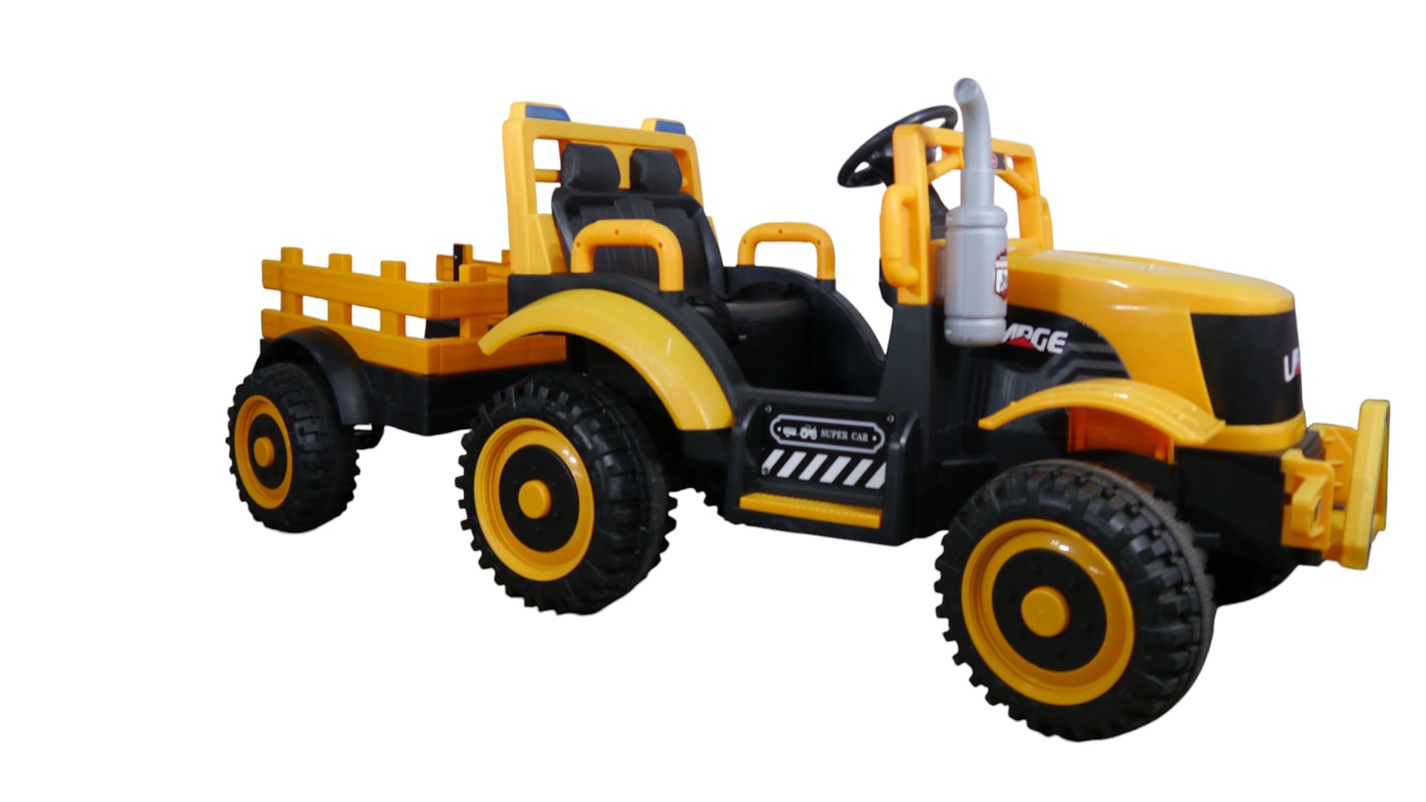 JUGUETE AMARILLO TRACTOR ELÉCTRICO CON CARRO PREMIUM