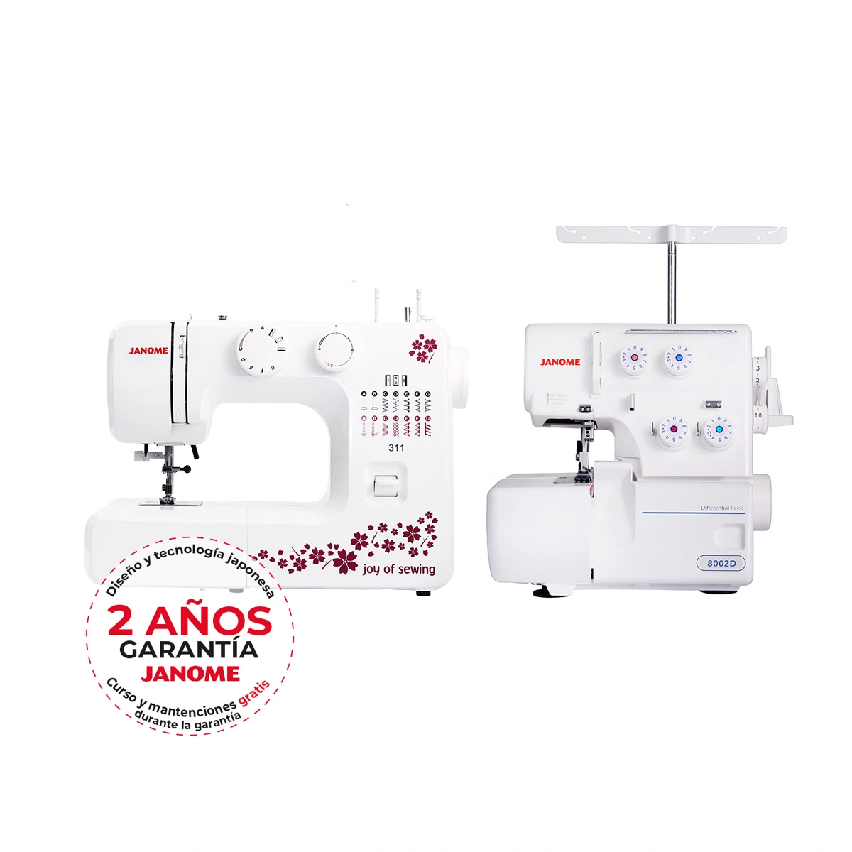 JANOME - COMBO JANOME MAQUINA DE COSER 311 + OVERLOCK 8002D | Ofertitas
