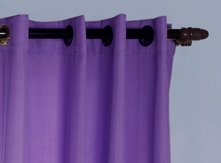 SET CORTINAS DORAL RUSTICO ARGOLLA MORADO
