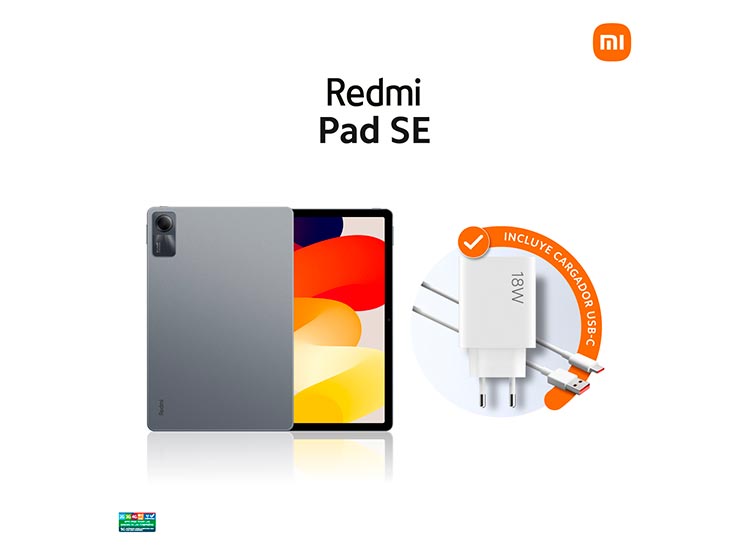 TABLET XIAOMI REDMI PAD SE 11" FHD 128 GB WIFI GRIS COVER BLANCO