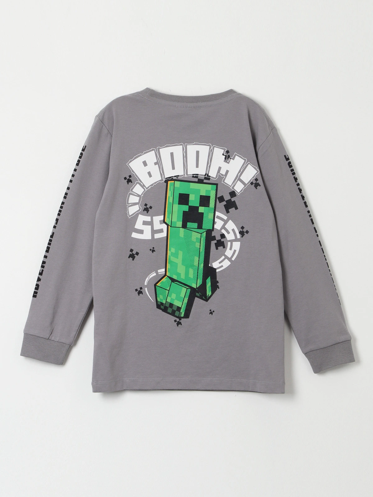 POLERA MANGA LARGA NIÑO MINECRAFT PLATA