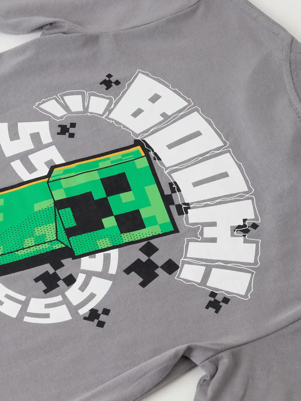 POLERA MANGA LARGA NIÑO MINECRAFT PLATA