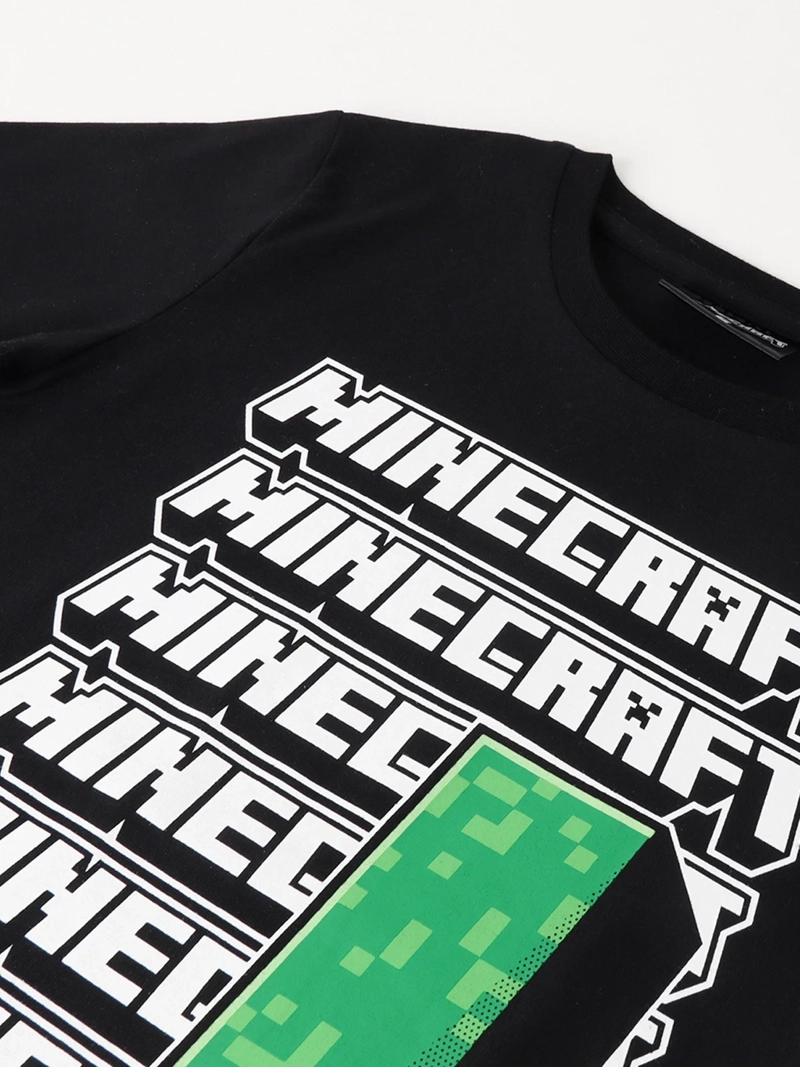 POLERA MANGA LARGA NIÑO MINECRAFT NEGRO