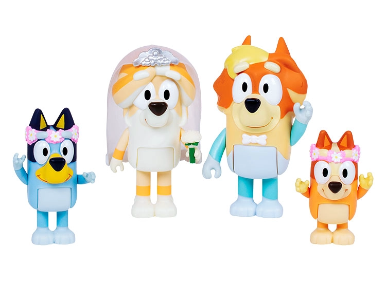 SET 4 FIGURAS WENDING FAMILY BLUEY