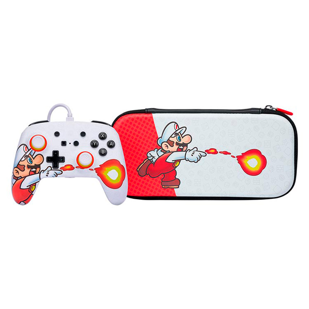 NINTENDO - CONTROL ALÁMBRICO PARA NINTENDO SWITCH + CASE MARIO FIRE ...