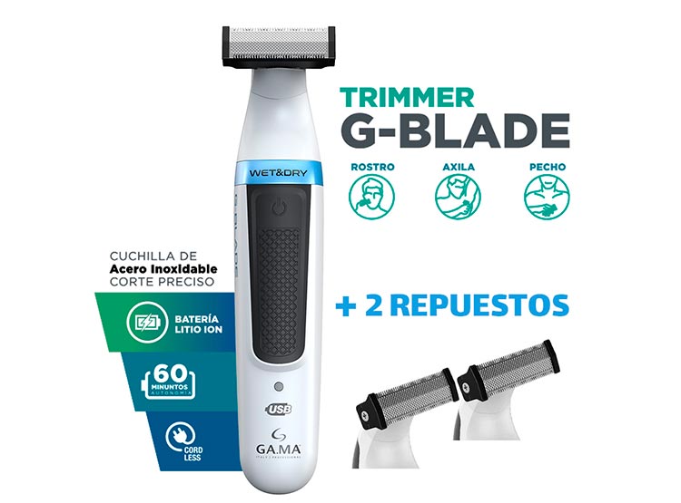 TRIMMER INALÁMBRICA GAMA G-BLADE WET & DRY + 2 REPUESTOS