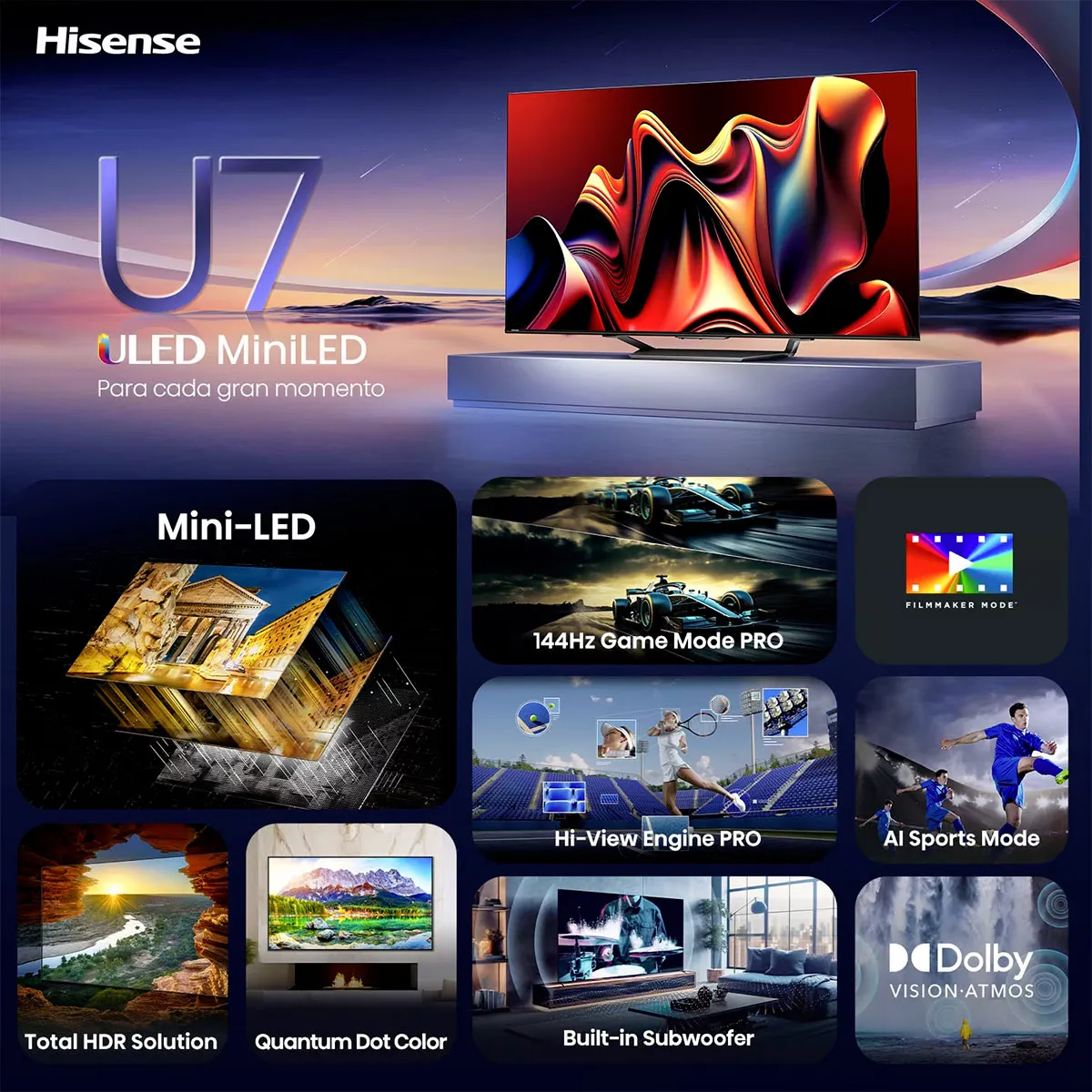 SMART TV HISENSE QLED 4K UHD 100” 100U7N