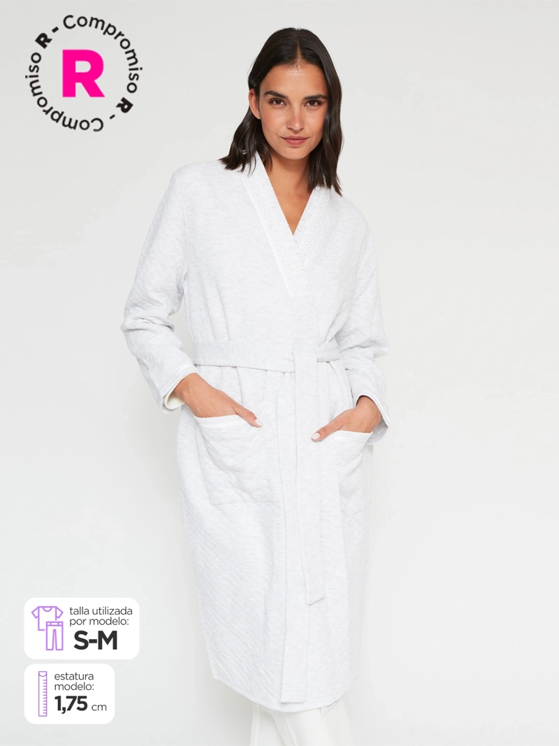 BATA MIDI MUJER AZIZ GRIS CLARO QUILT