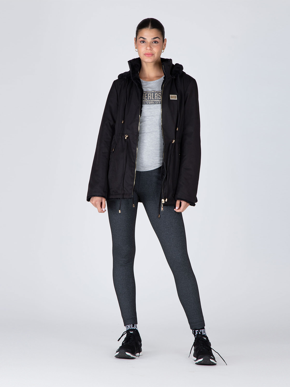 PARKA MUJER EVERLAST 10030117 NEGRO REVERSIBLE POSITIVE