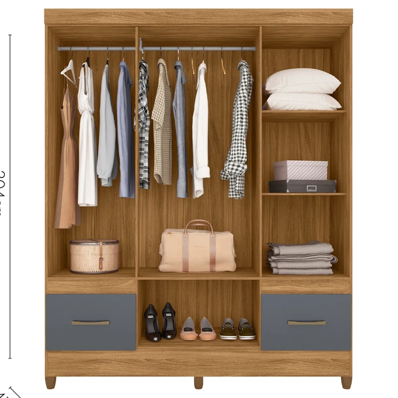 CLÓSET DI PORETTI DESIGN MS912 CINZA 6 PUERTAS 2 CAJONES CAFÉ