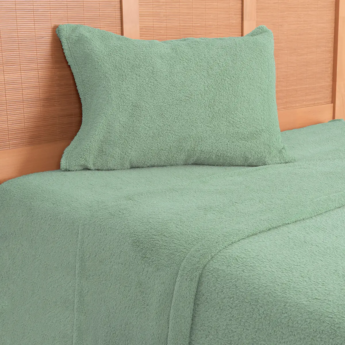 MASHINI - JUEGO DE SÁBANAS MASHINI 1.5PL SHERPA VERDE LISA | Ofertitas