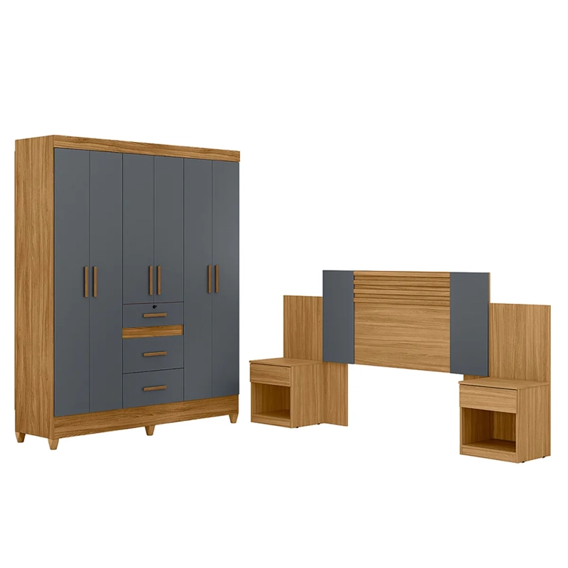 CLOSET DI PORETTI DESIGN ITATIBA 6P 3C + RESPALDO + 2 VELADORES GRIS