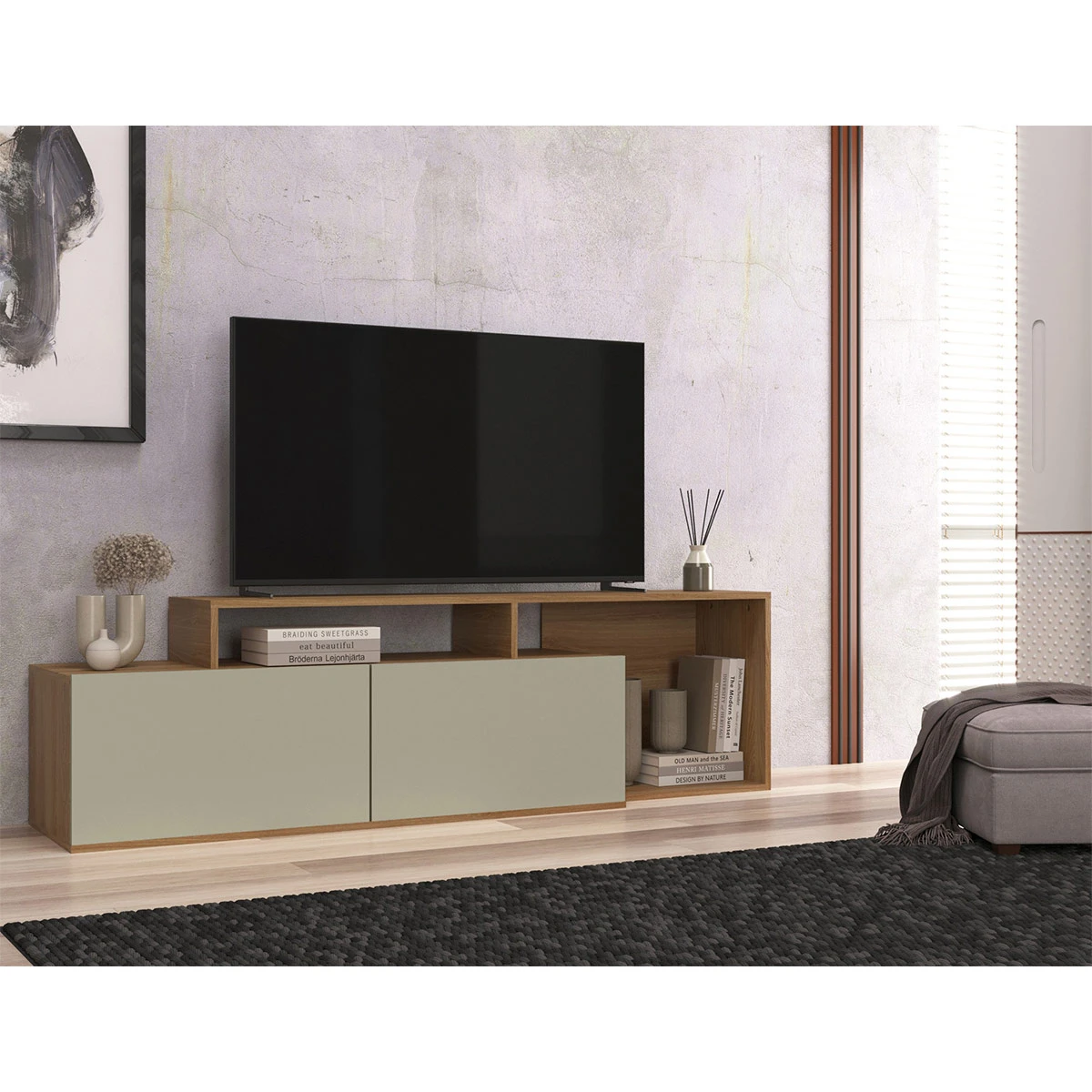RACK DI PORETTI DESIGN OAK 2 PUERTAS NEGRO