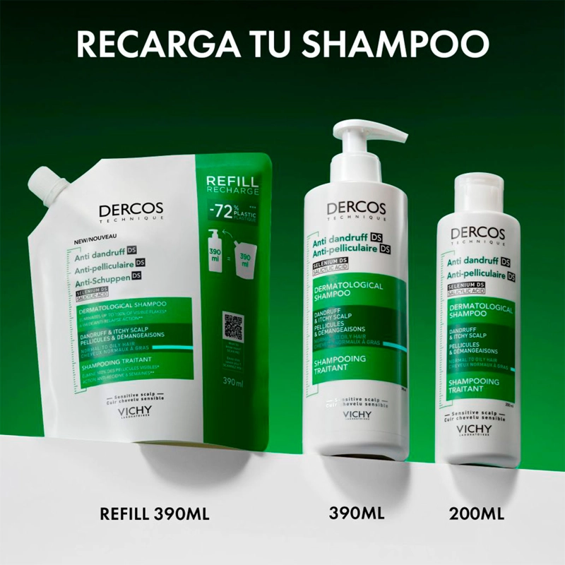 SHAMPOO ANTICASPA VICHY DERCOS ECO REFILL 390 ML